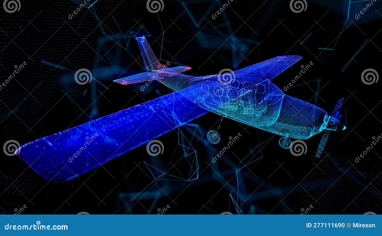 Airplane With Piston Engine And Propeller. Light Effect Particles ...