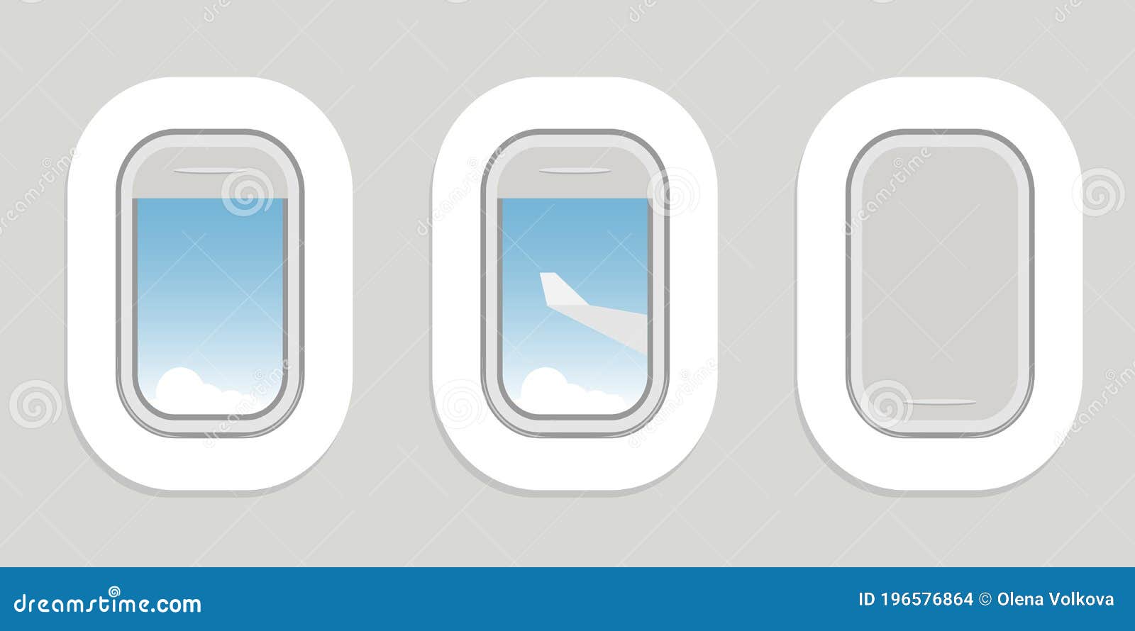 Airplane Porthole. Open And Closed Airplane Window. Vector, Cartoon ...