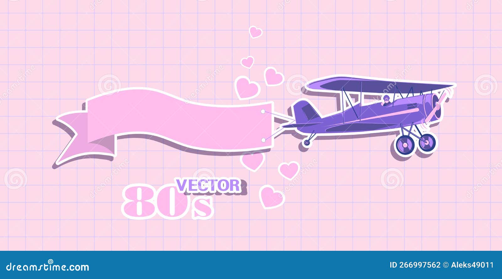 Airplane with Poster .90s Style Vector. Flying Airplane .Nostalgia for ...