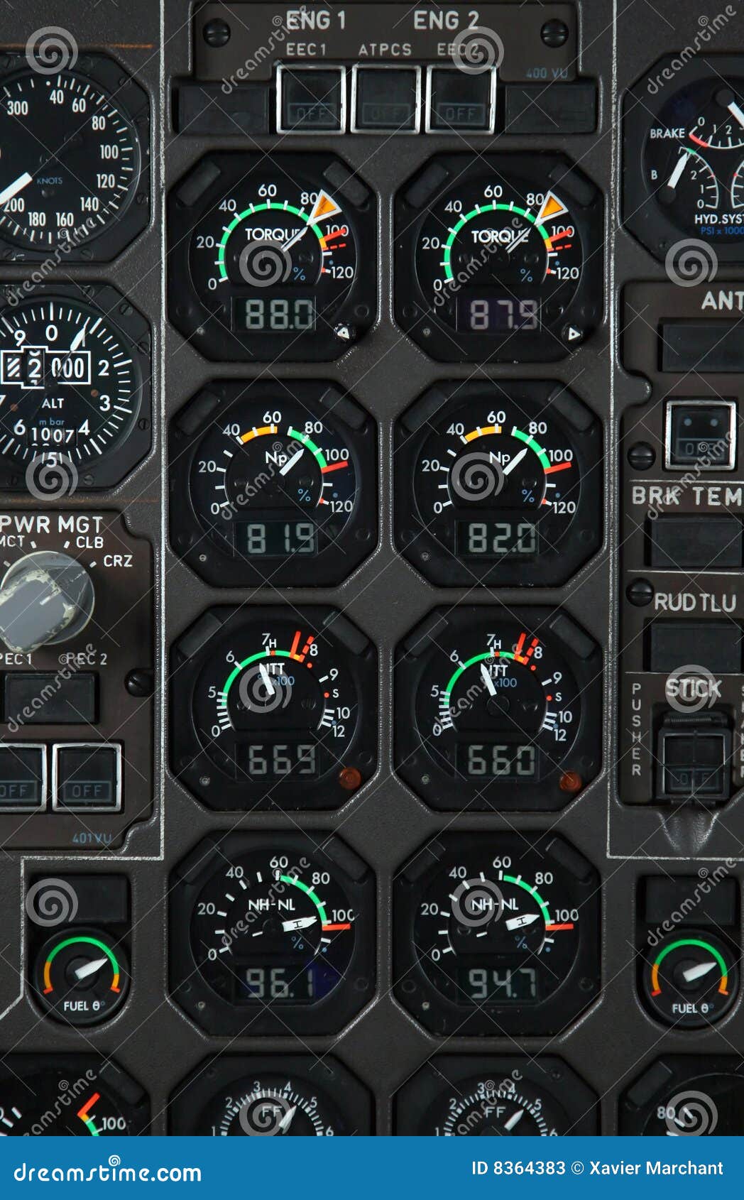 Airplane power panel stock image. Image of gauges, speed - 8364383