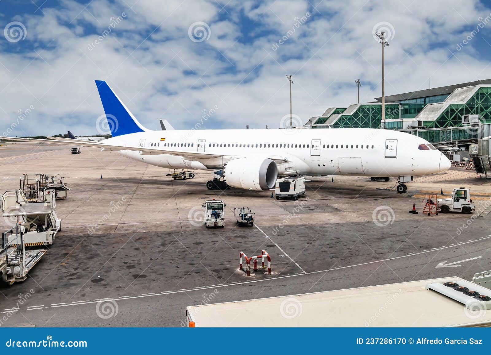 Airplane Preparing for the Take-off Flight a Airport Stock Photo ...
