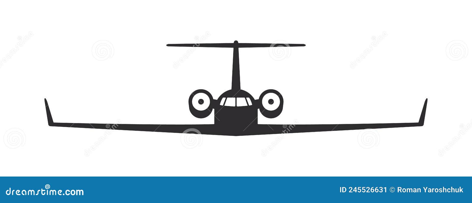 Private Jet Silhouette, Civil Business Jet Aircraft Vector Illustration ...