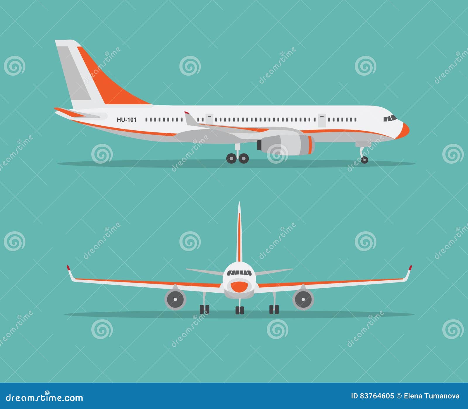 Airplane in Profile, from the Front View. Stock Vector - Illustration ...