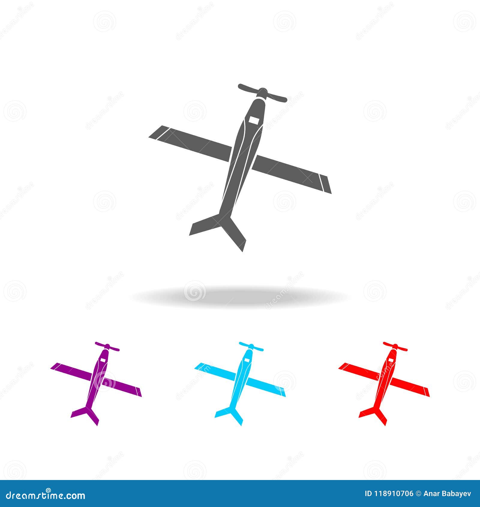 Airplane with Propellers Icons. Elements of New Technology in Multi ...