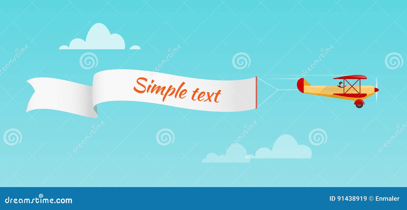 Airplane With Banner Flying Around Town Vector Cartoon Illustration ...