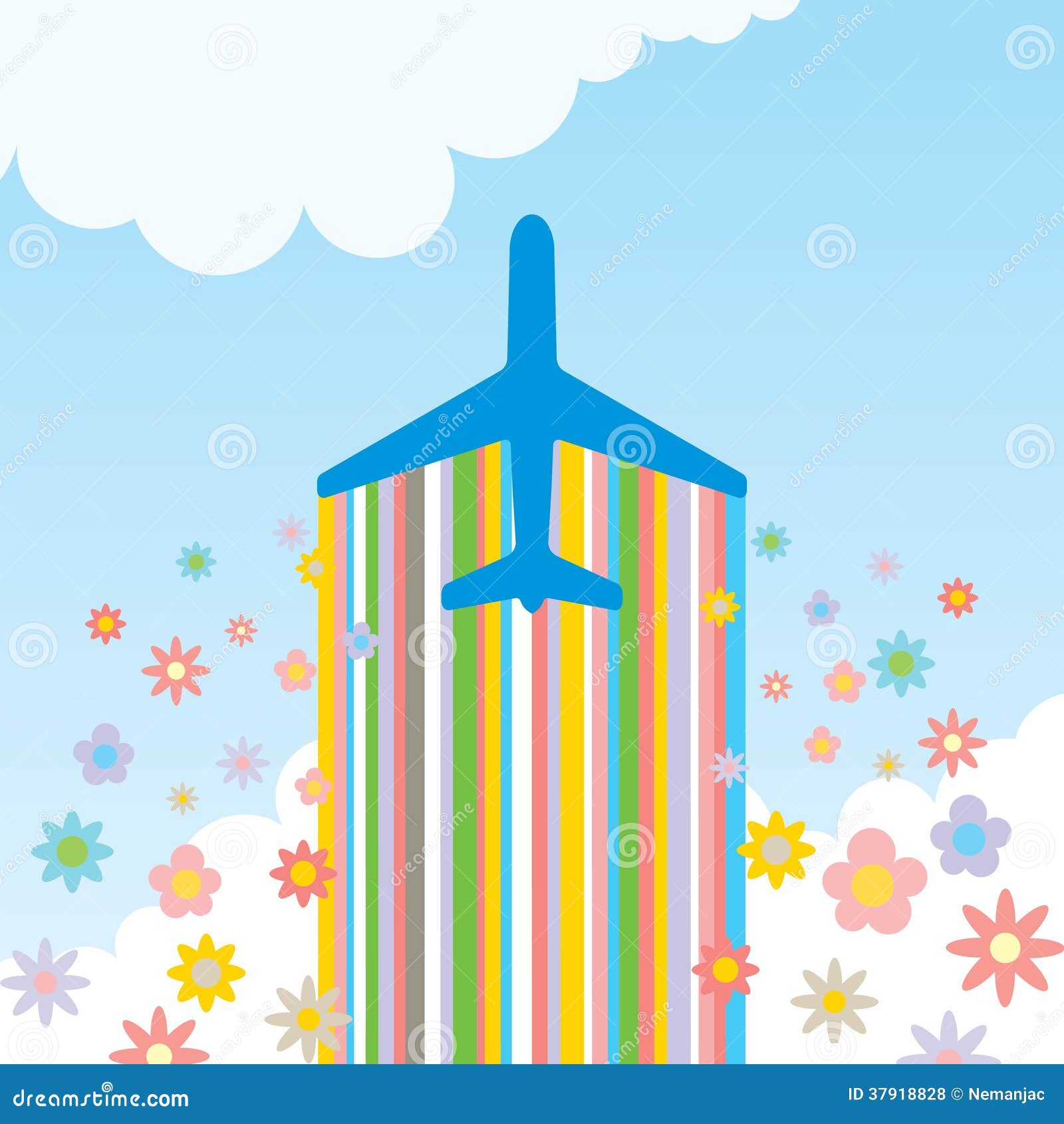 Airplane with Rainbow Trace Stock Illustration - Illustration of ...