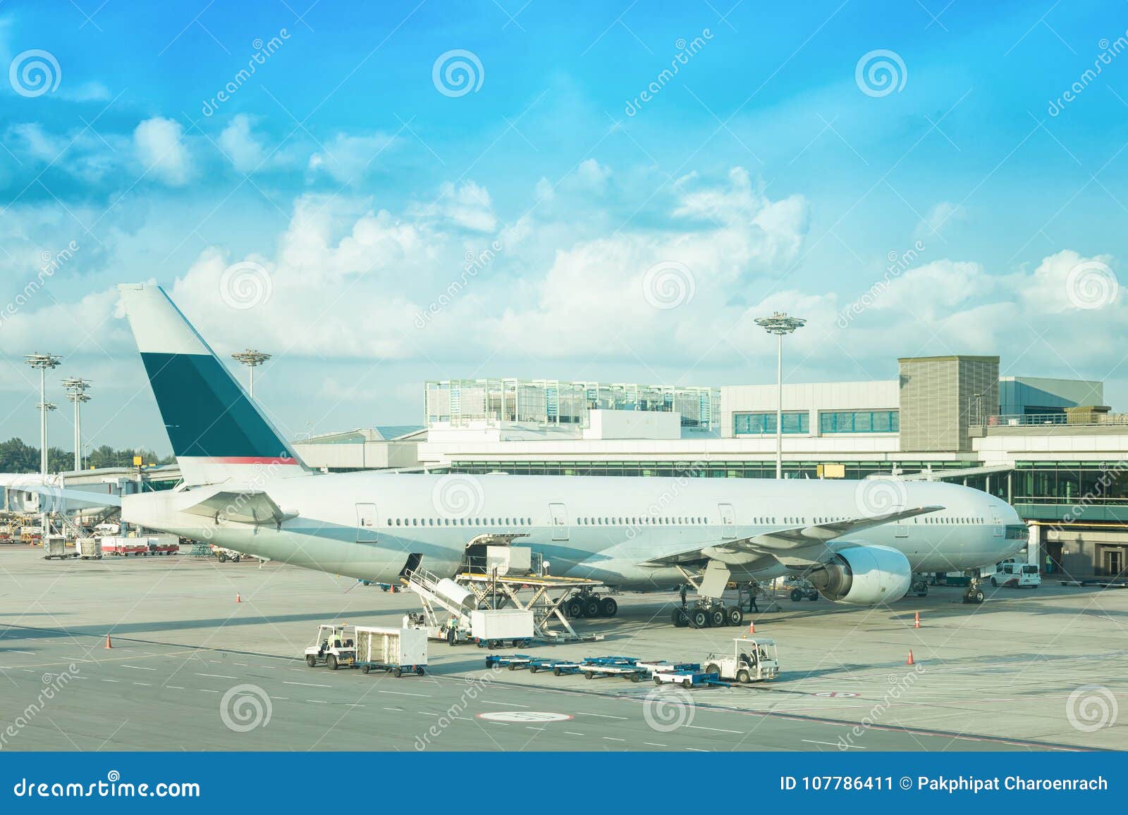 Airplane Ready for Boarding in a Airport Hub Stock Image - Image of ...