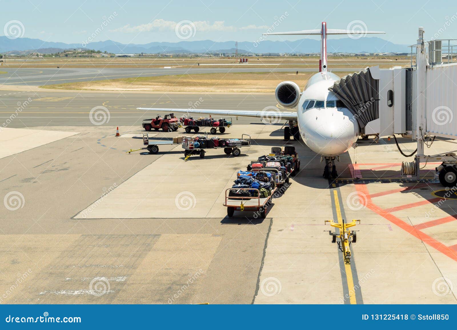 Airplane Ready To Load Luggage Stock Photo - Image of freight, aviation ...