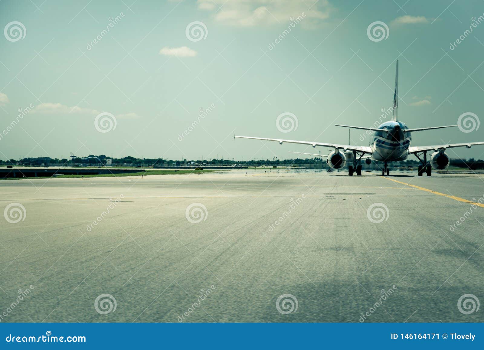 Airplane Ready To Take Off from Runway Stock Image - Image of aerodrome ...