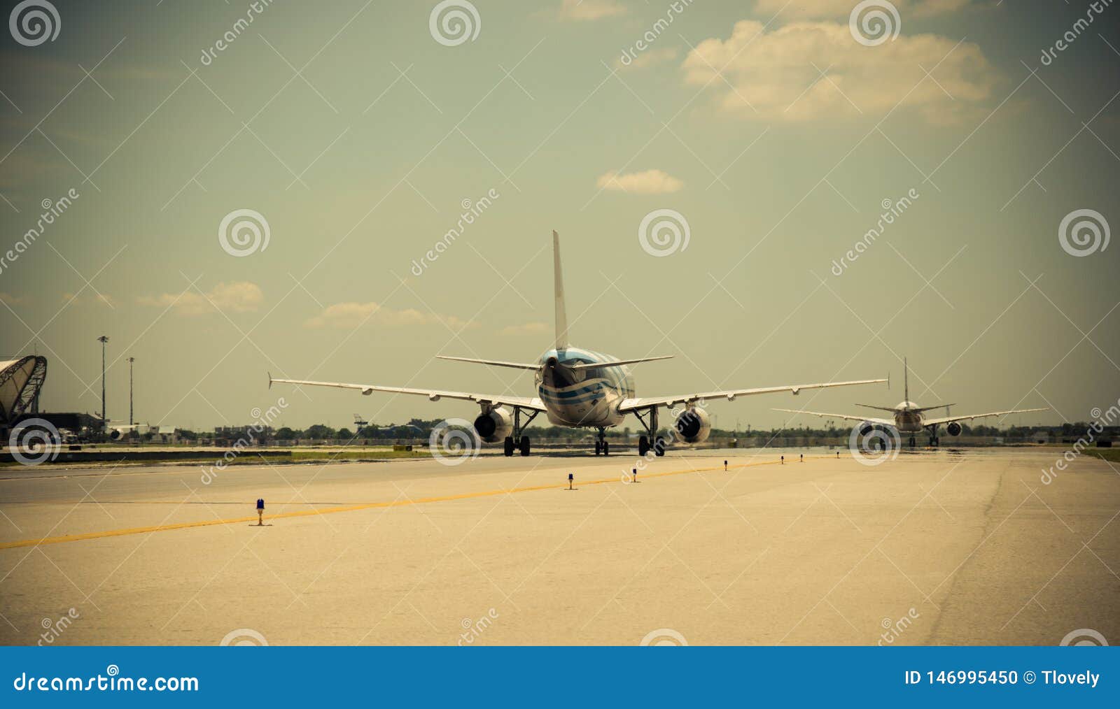 Airplane Ready To Take Off from Runway Stock Photo - Image of aerospace ...