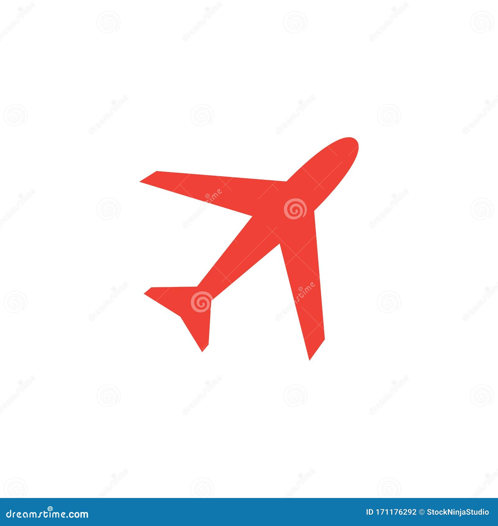 Airplane Red Icon on White Background. Red Flat Style Vector ...