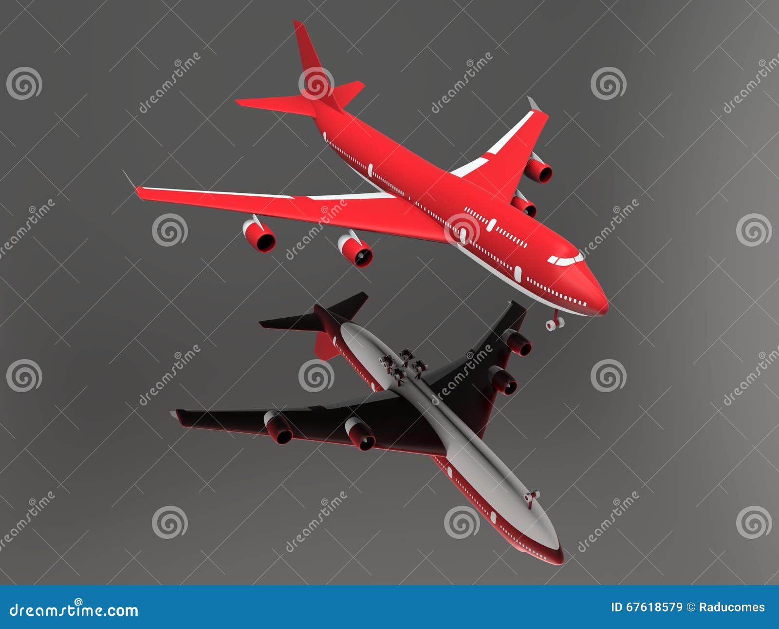 Airplane with reflection stock illustration. Illustration of ...