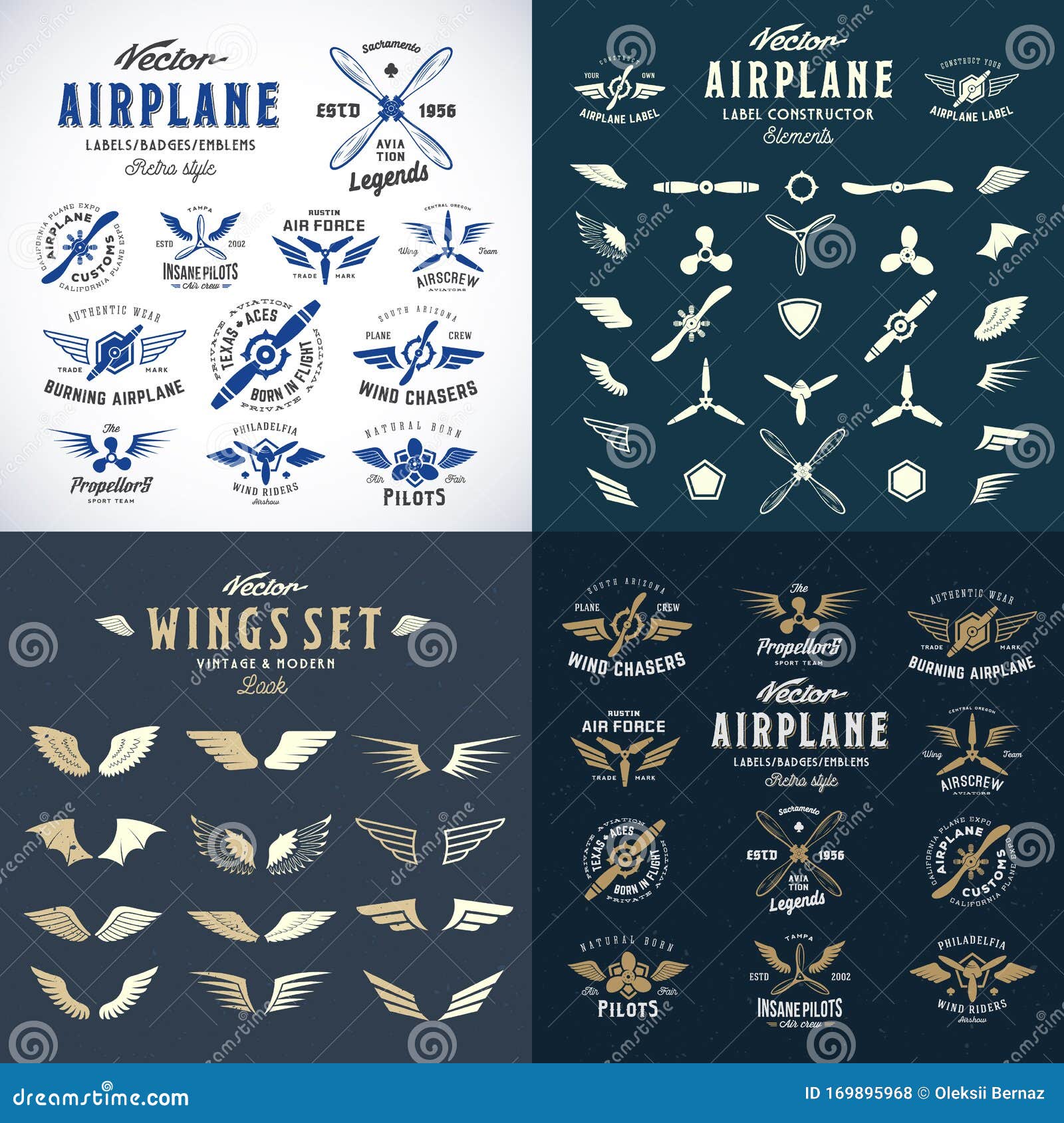 Plane Propellers Set - Fan, Rotor Mover, Aircraft Propeller Icons, Wind ...