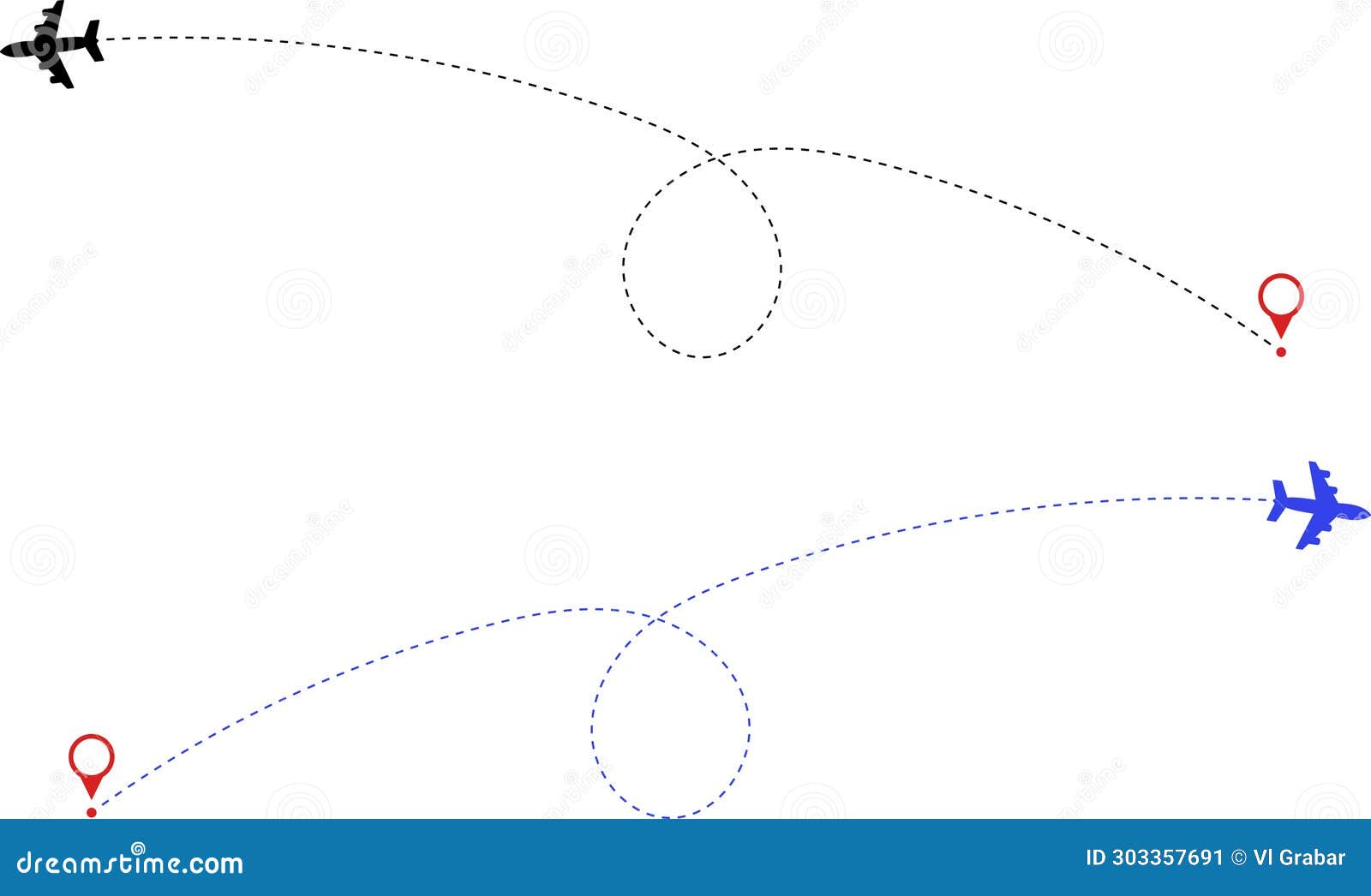 Airplane Route. Route Icon - Two Points with Dotted Path and Location ...