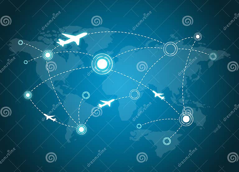 Airplane Routes on map stock illustration. Illustration of plane - 31999258