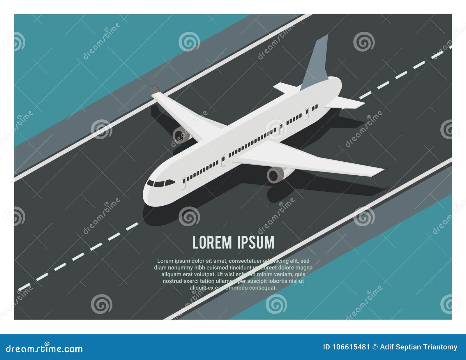 Airplane Running on the Runway, Simple Isometric Illustration Stock ...