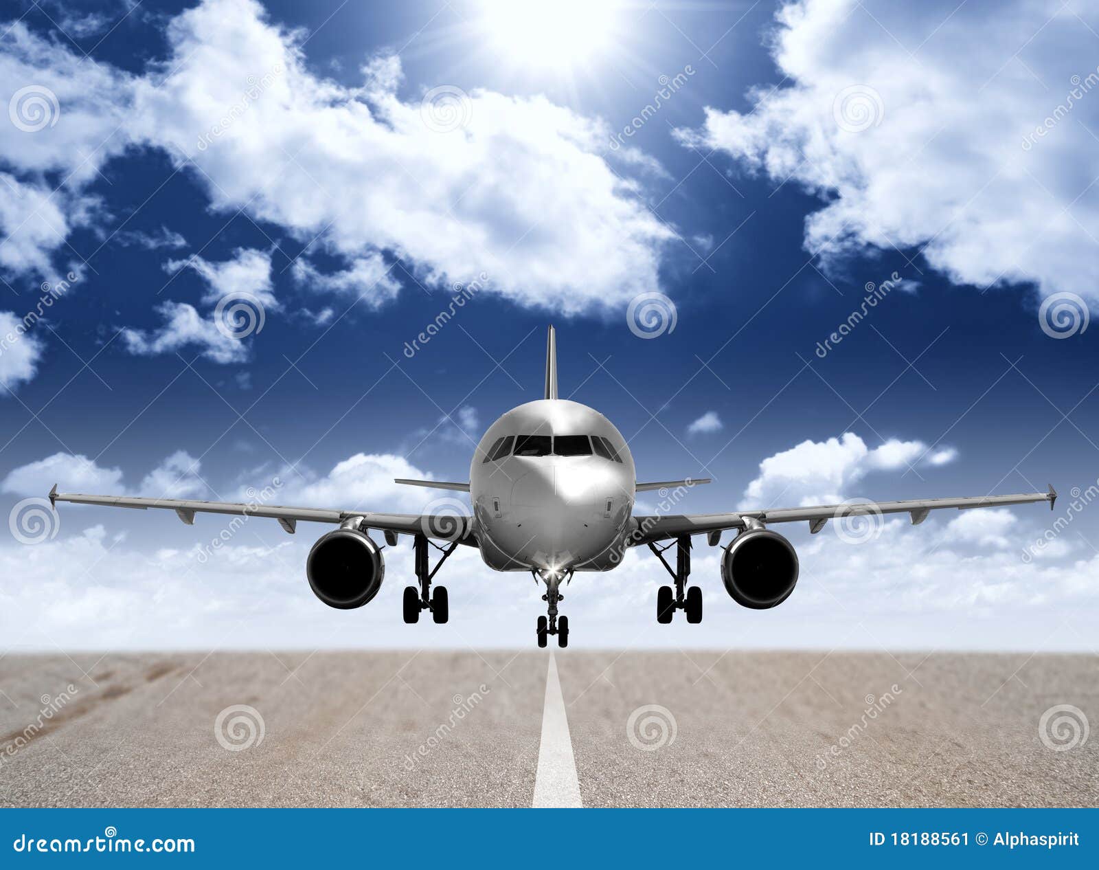 Airplane In The Runway Stock Image - Image: 18188561