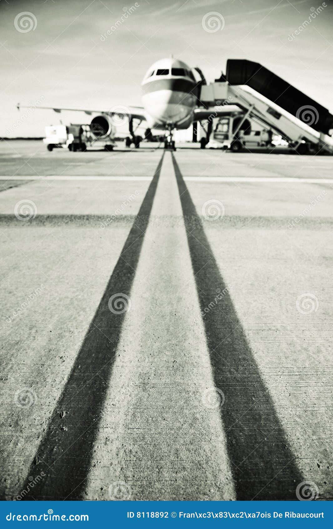Airplane on runway stock photo. Image of runway, stairs - 8118892