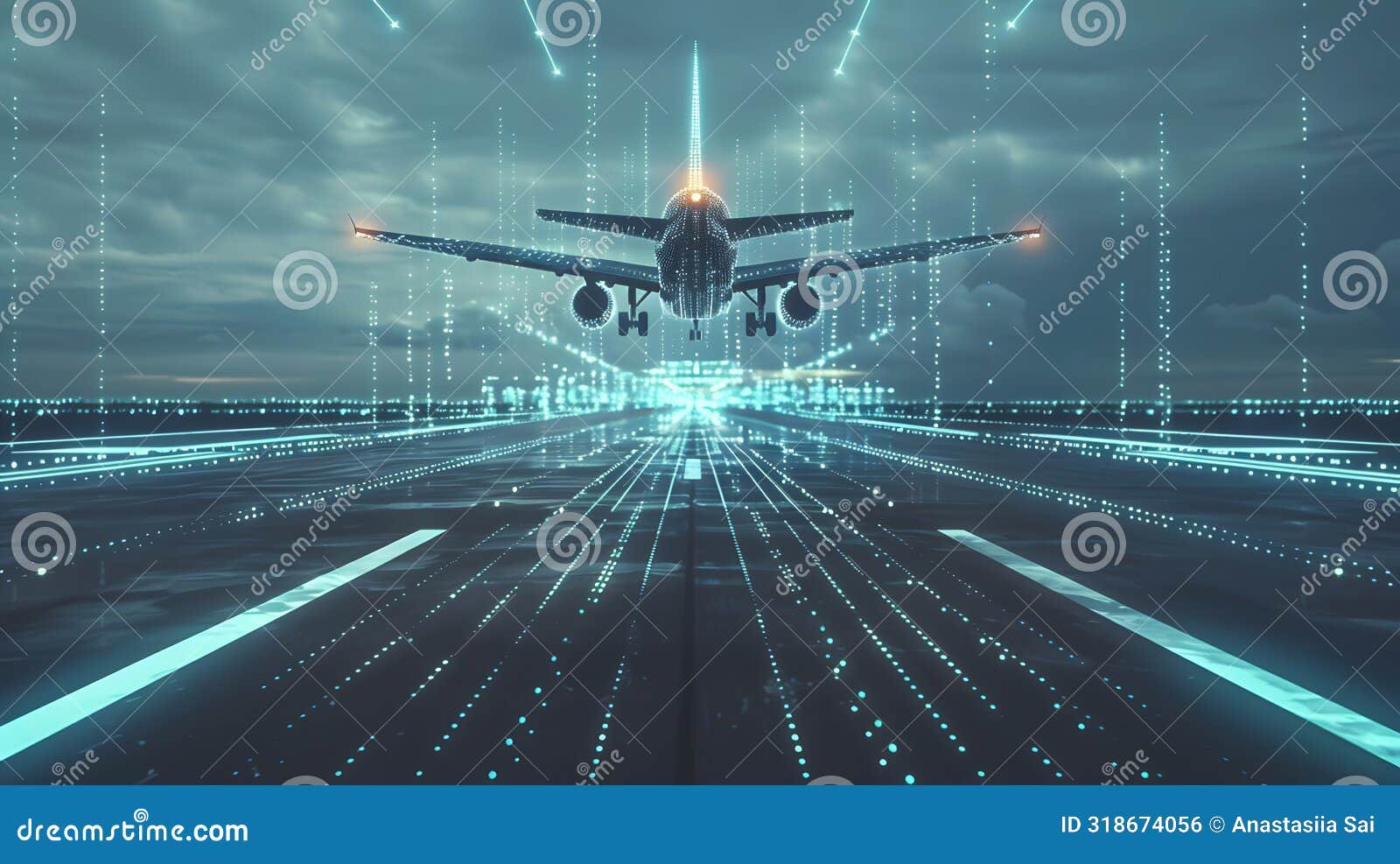 An airplane on the runway stock photo. Image of liner - 318674056