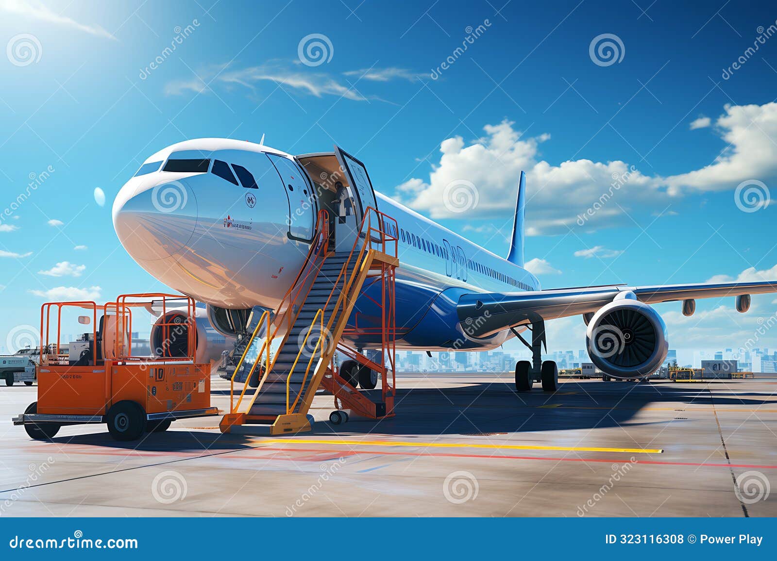 Airplane on the Runway. 3d Render Image with Clipping Path Stock ...