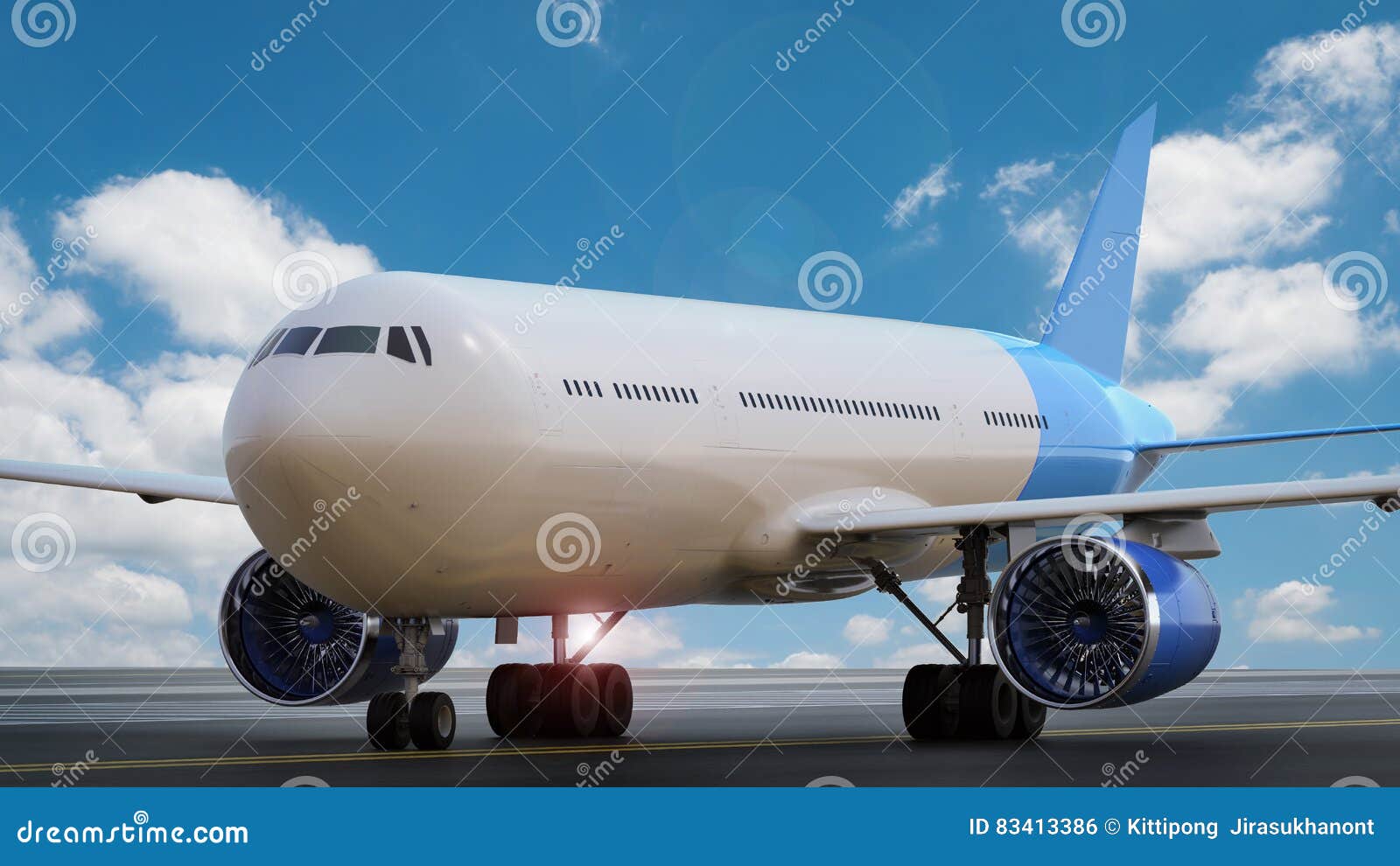 Airplane on runway stock photo. Image of aviation, mock - 83413386