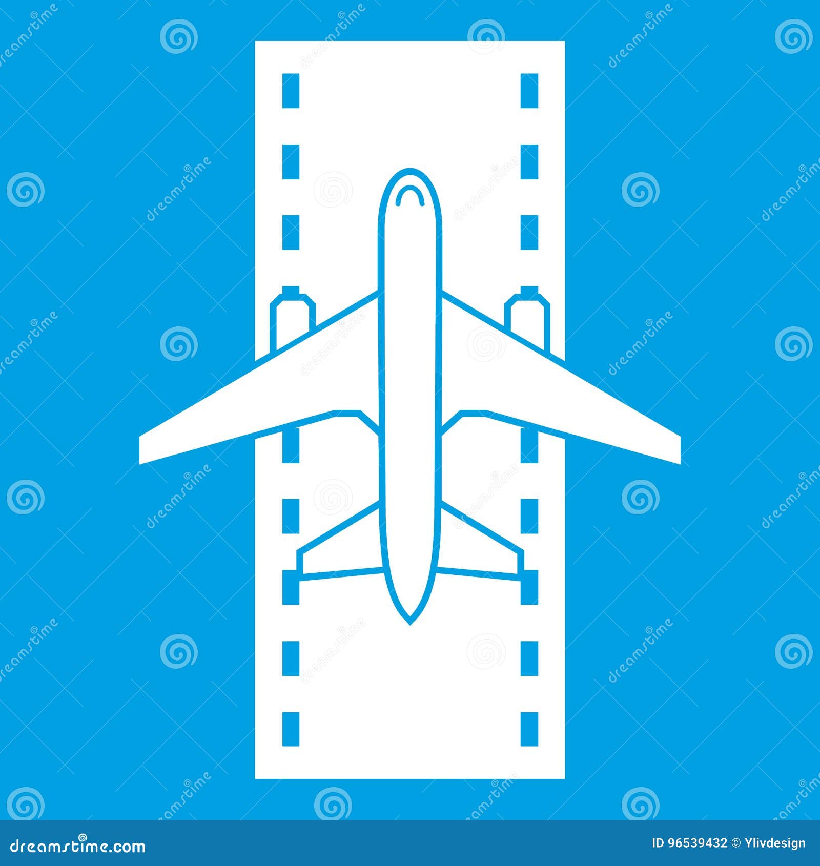 Airplane on the Runway Icon White Stock Vector - Illustration of center ...