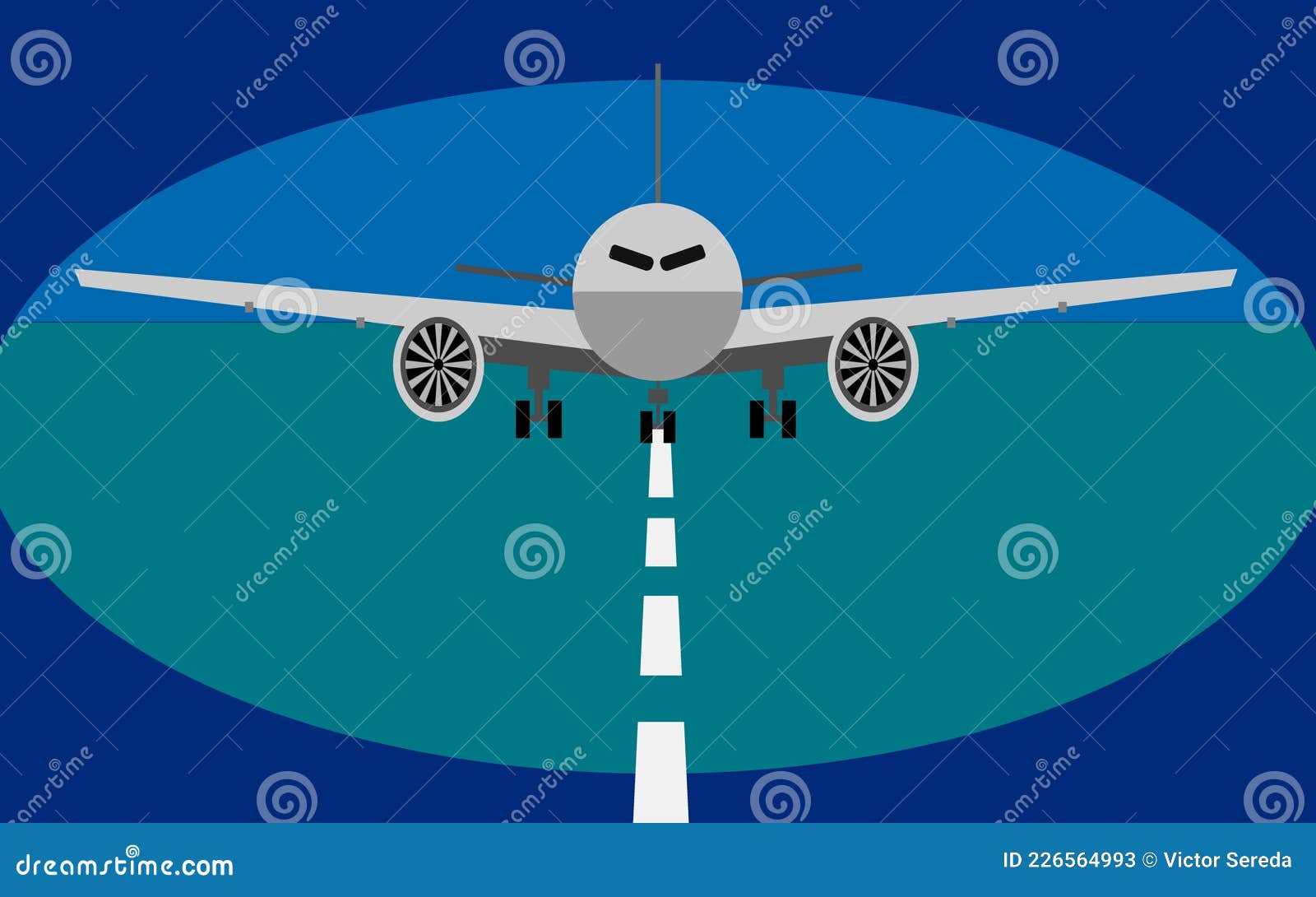 Airplane on the runway stock illustration. Illustration of drawing ...