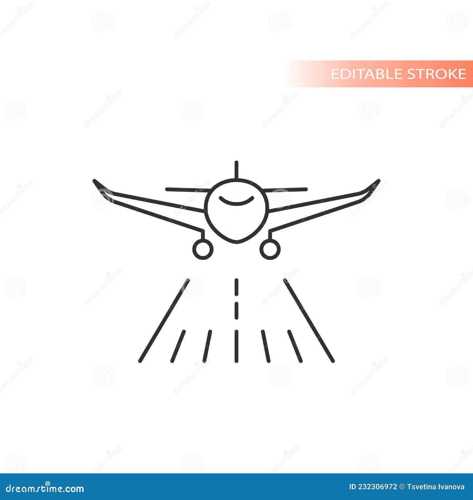 Airplane Runway Line Vector Icon. Outline, Editable Stroke Stock Vector ...