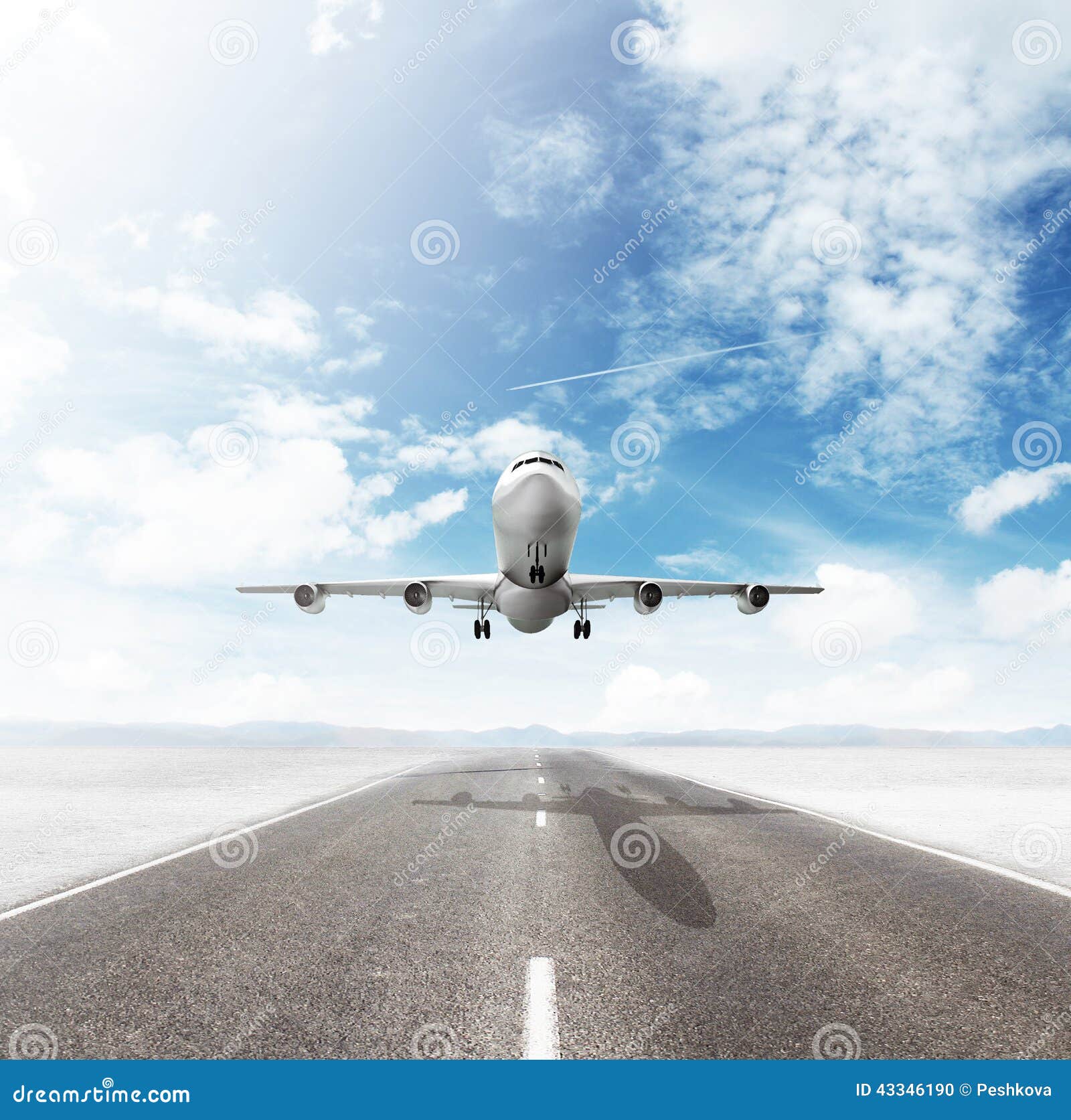 Airplane on runway stock photo. Image of plane, cloudy - 43346190