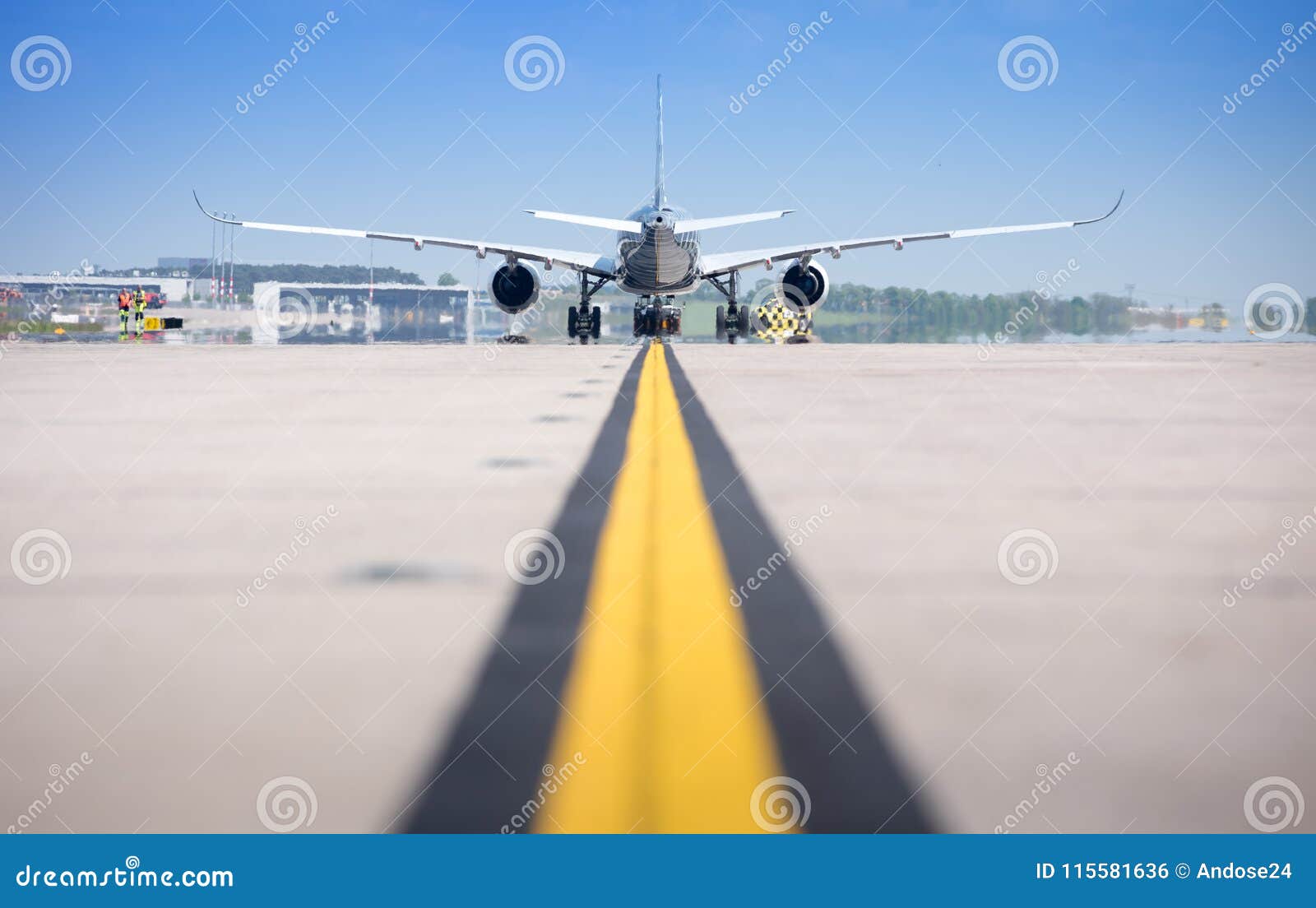 Airplane on a runway stock photo. Image of sunset, runway - 115581636