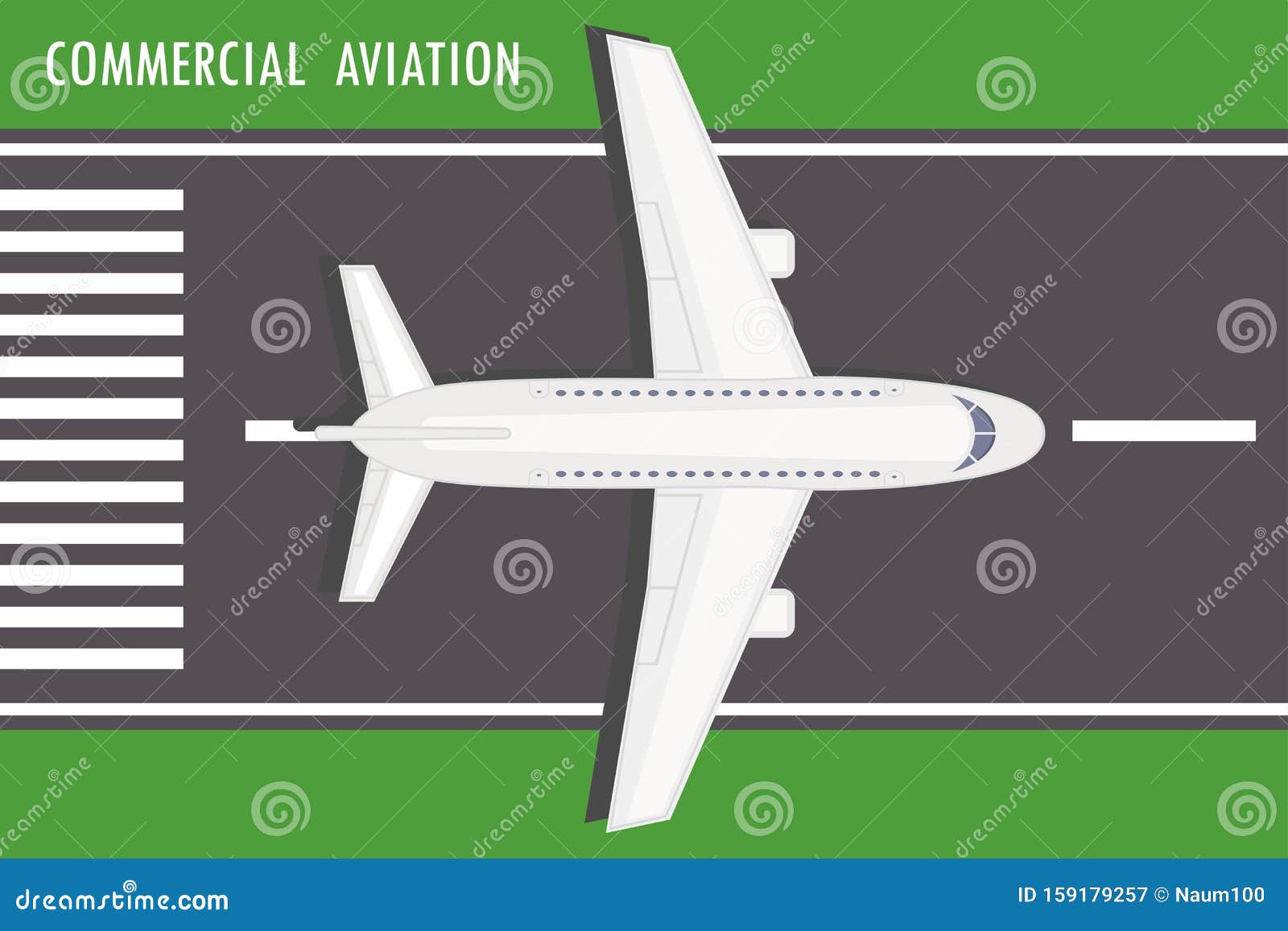 Airplane on the Runway Top View Stock Vector - Illustration of land ...