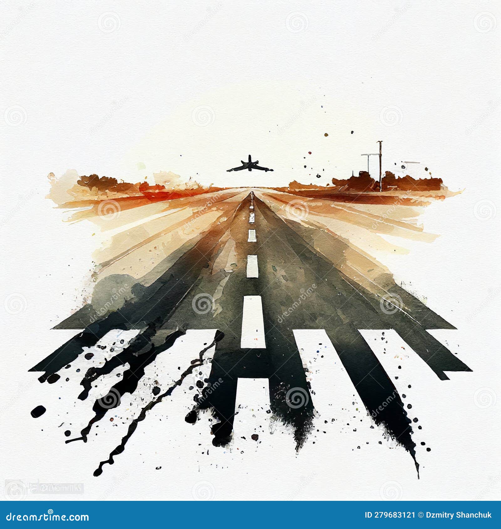 Airplane Runway. Landing Or Taking Off Plane, Passenger Airplane In ...