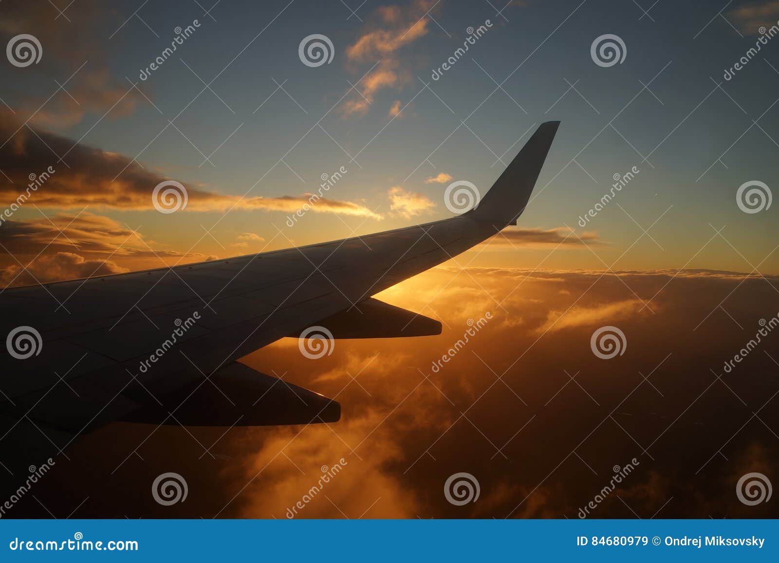 Airplane`s Wing with Sunset and Sky Stock Image - Image of beautiful ...