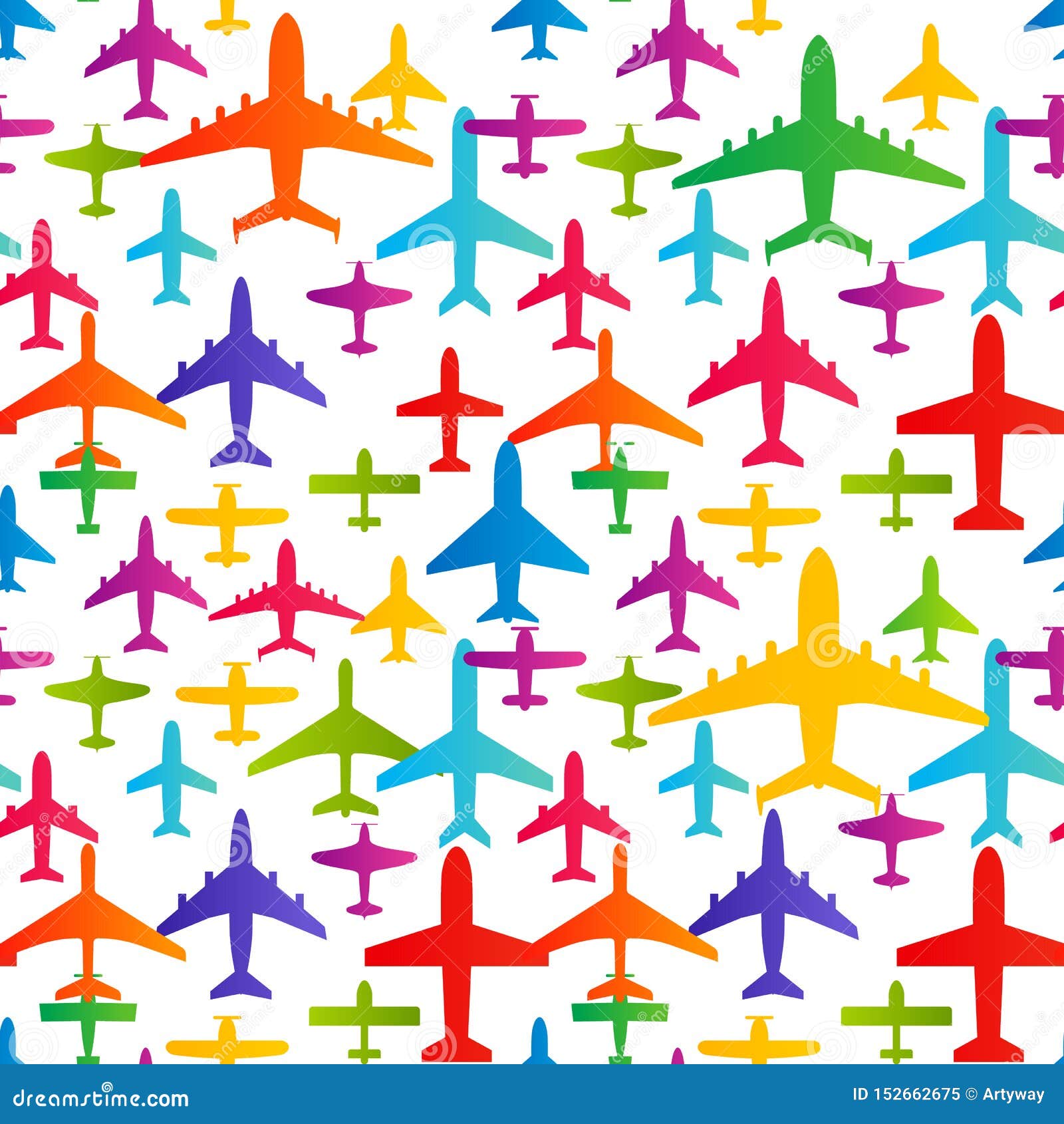 Airplane Seamless Background. Aircraft Transportation Colorful Pattern ...