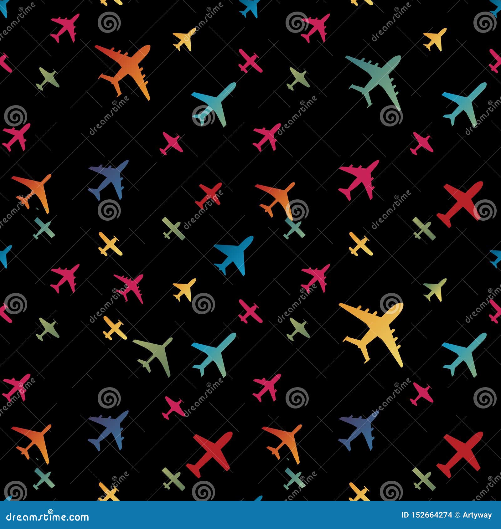 Airplane Seamless Background. Aircraft Transportation Colorful Pattern ...