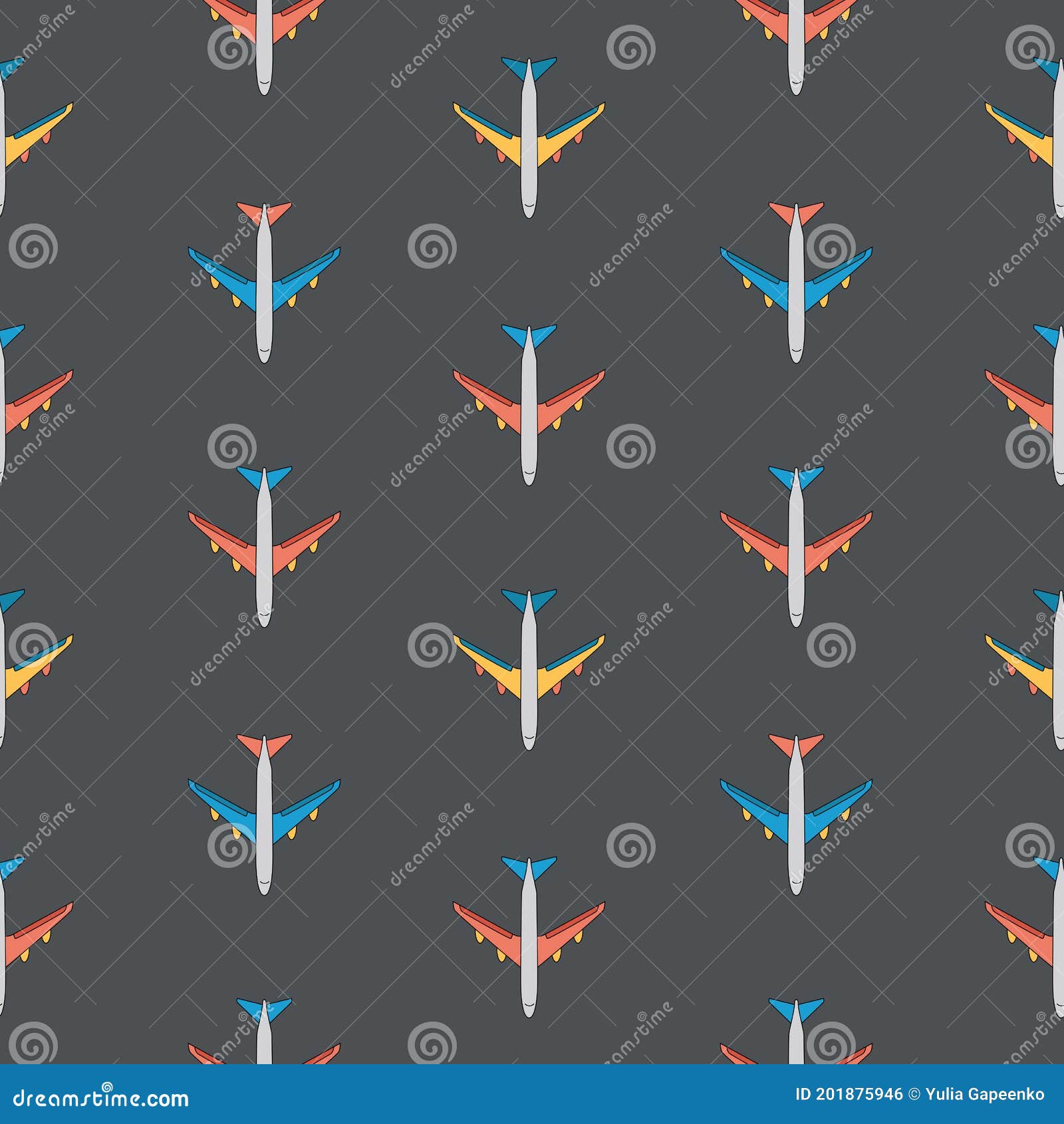 Airplane Seamless Pattern on Background Vector Illustration Stock ...