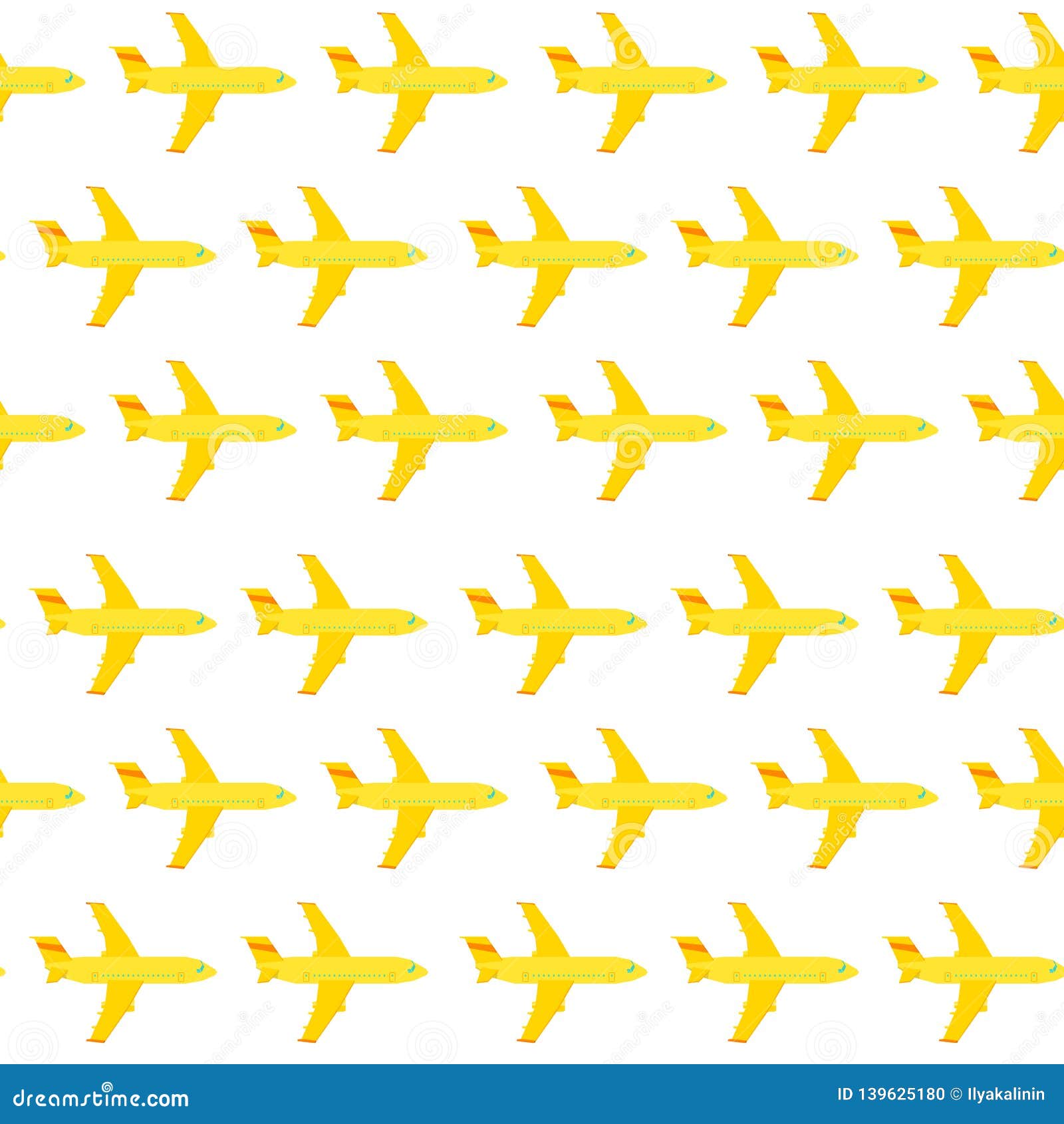 Airplane Seamless Pattern. Yellow Elements on a White Background ...