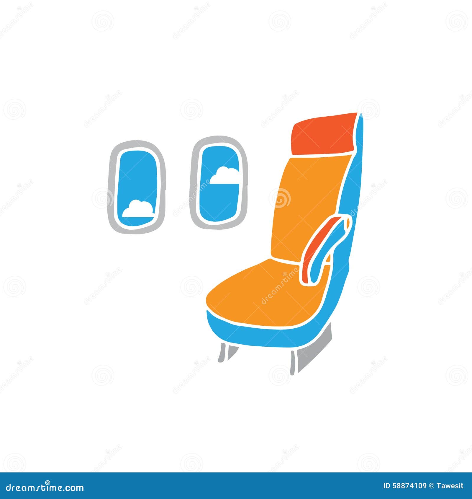 Airplane seat stock illustration. Illustration of light - 58874109