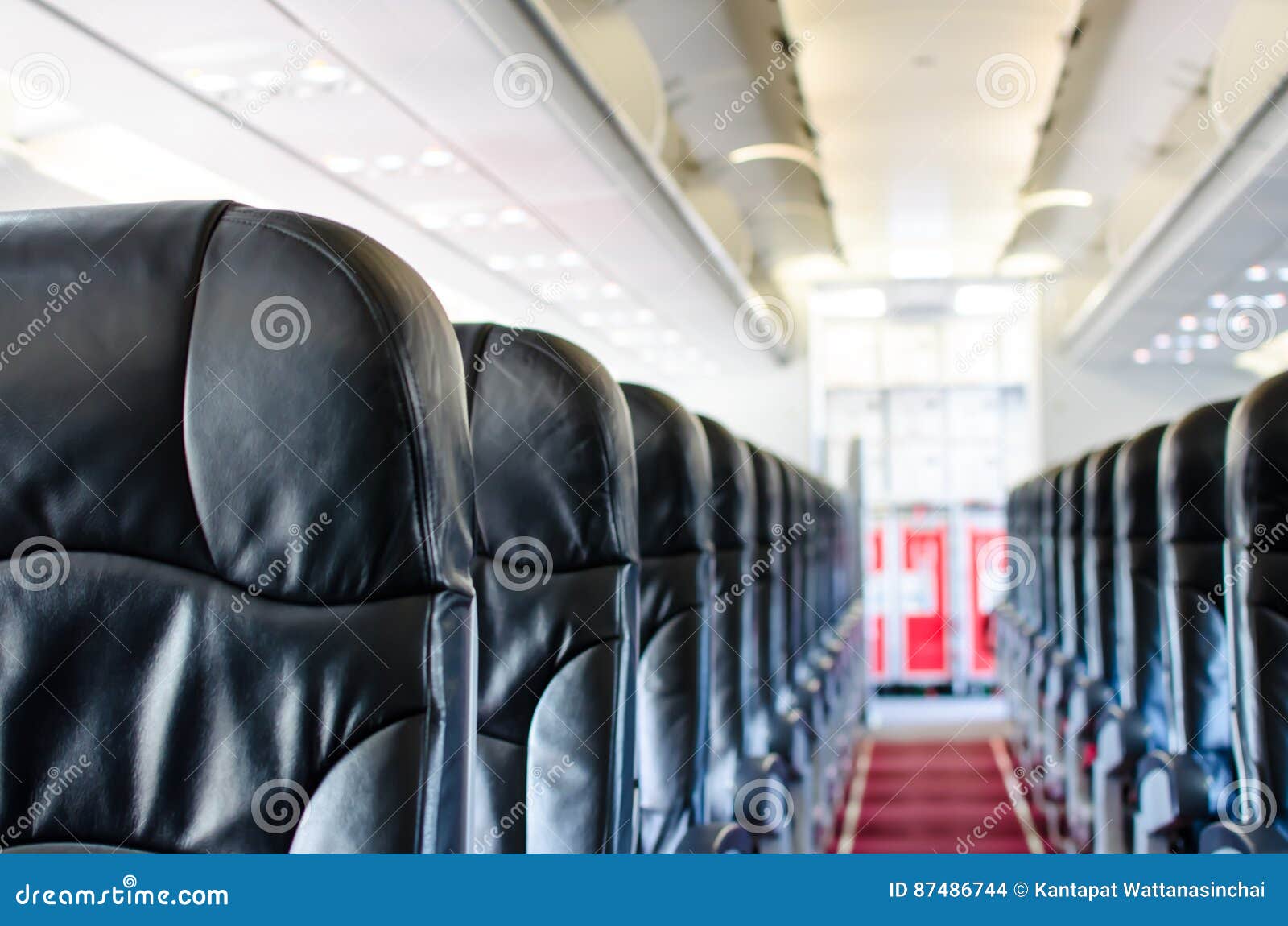 Airplane Seat View Interior. Stock Photo - Image of class, flight: 87486744