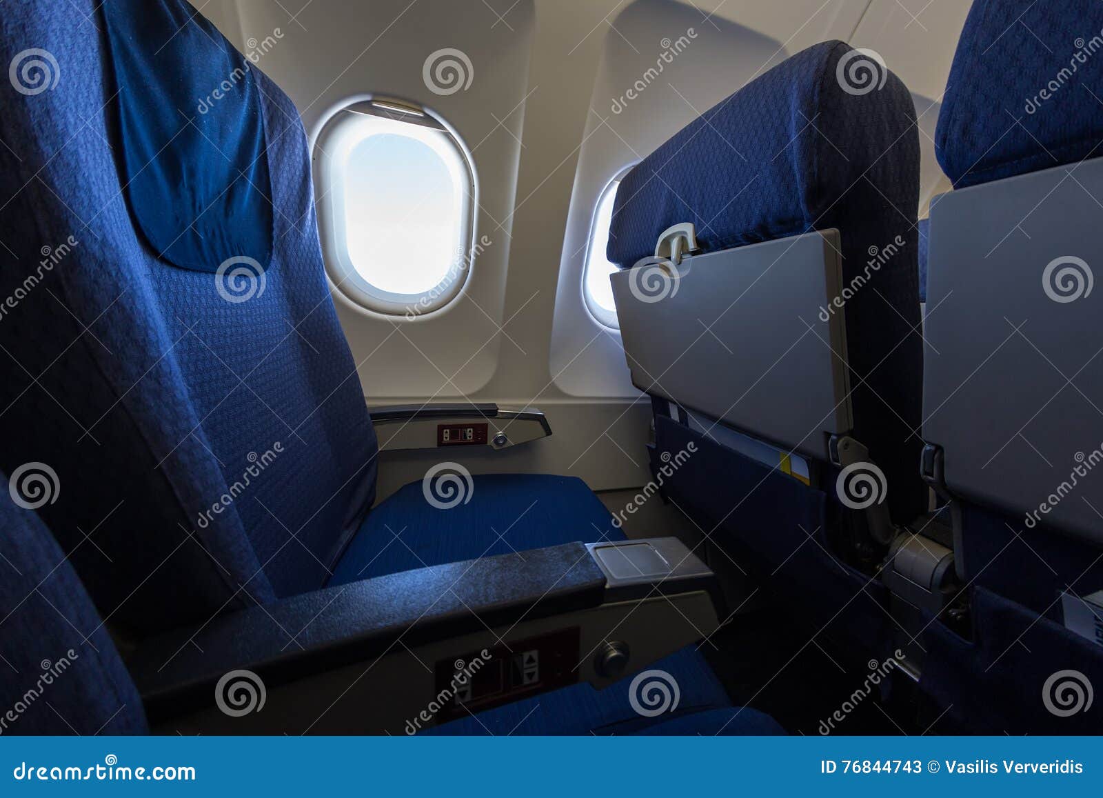 Airplane Seat and Window Inside an Aircraft. Stock Image - Image of ...