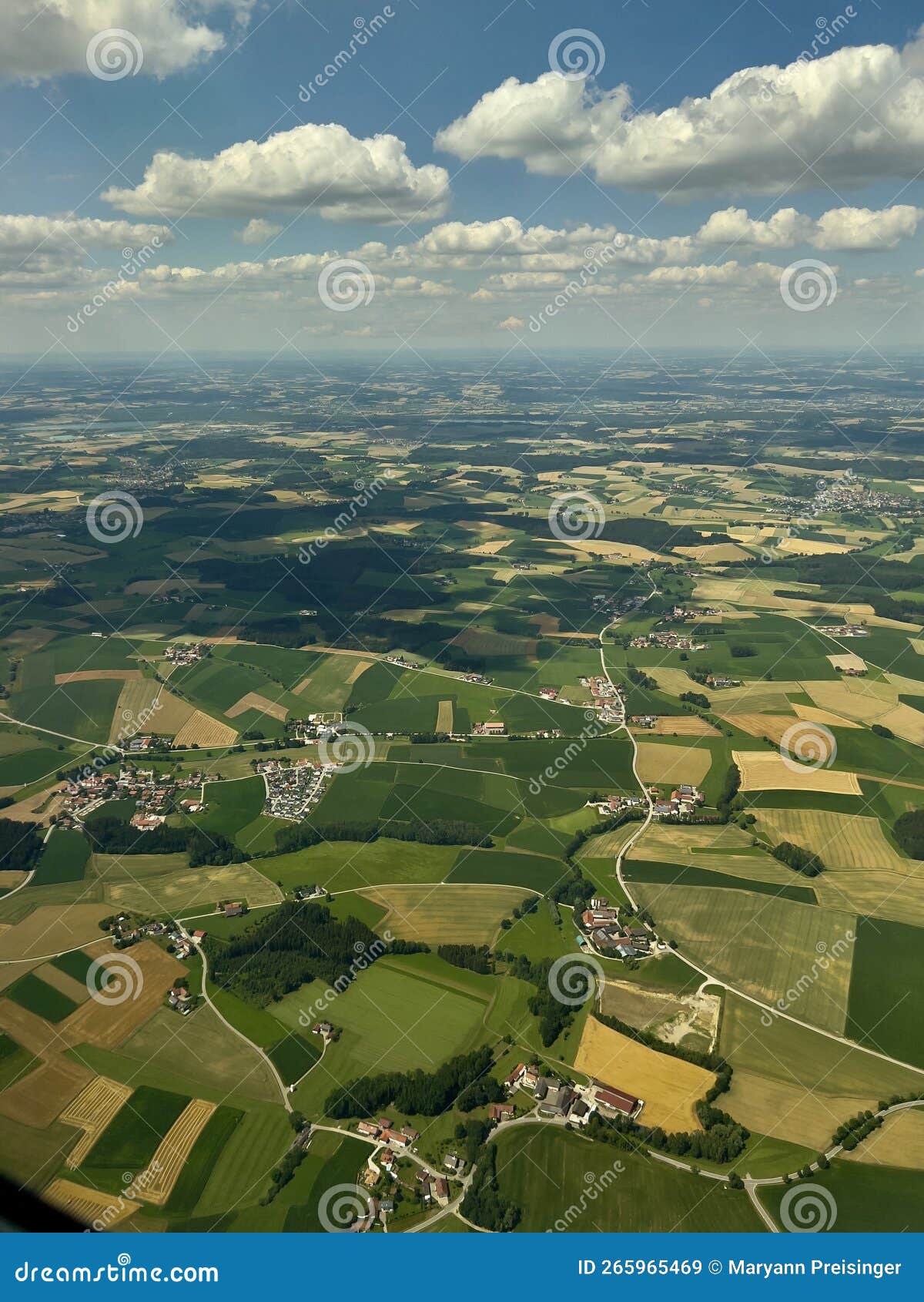 From Airplane See a Land View Around Munich, Germany. Beautiful ...