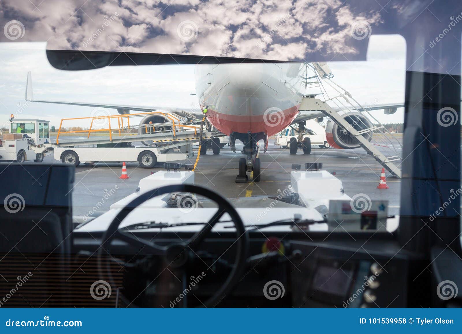 Airplane Seen through Towing Truck Stock Photo - Image of ramp ...
