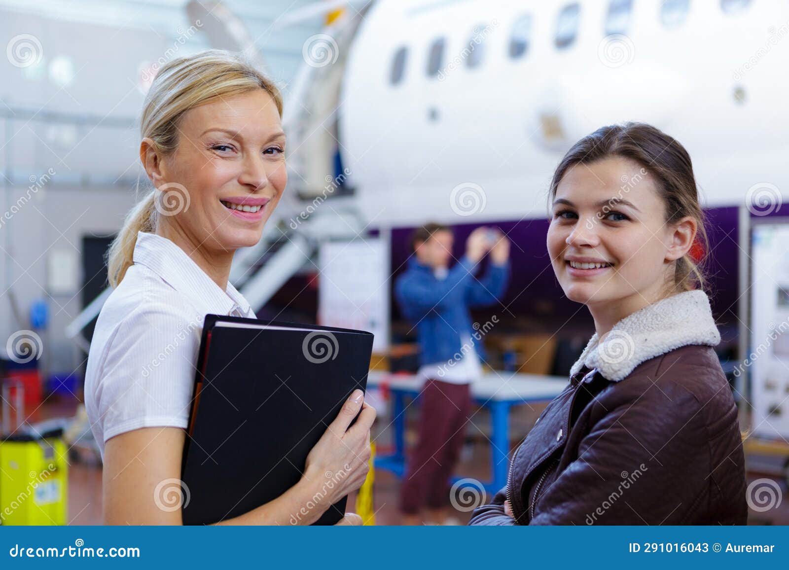 Airplane Service Crew Looking at Camera Stock Image - Image of aircraft ...