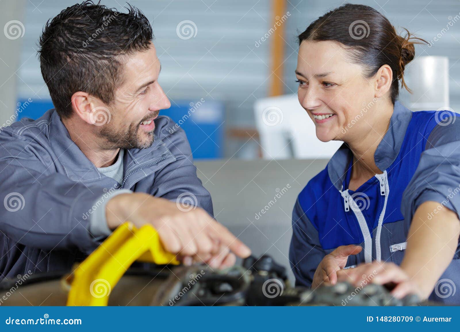 Airplane Service Crew Repairing Plane in Hangar Stock Image - Image of ...