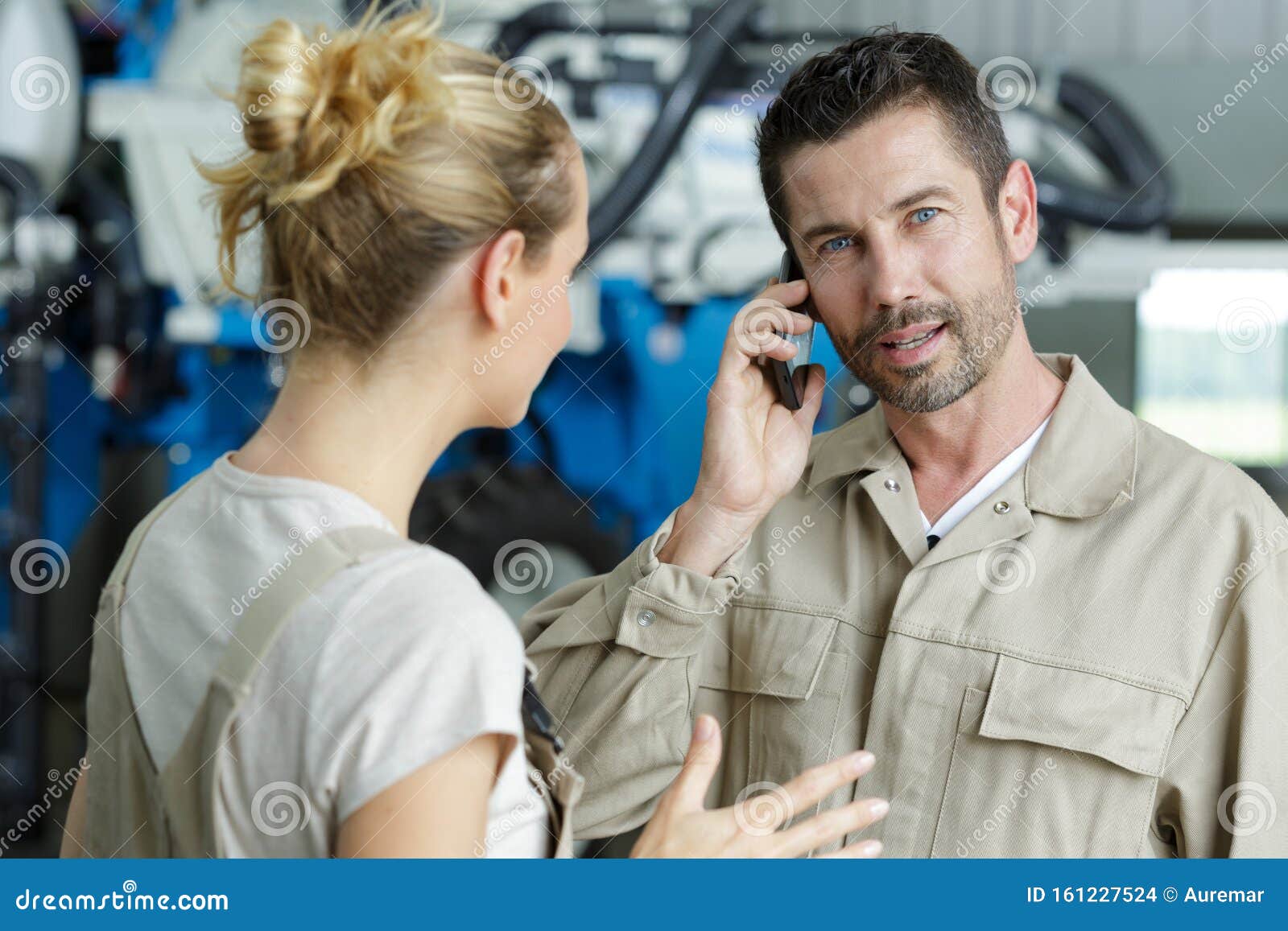 Airplane Service Crew Repairing Plane in Hangar Stock Photo - Image of ...