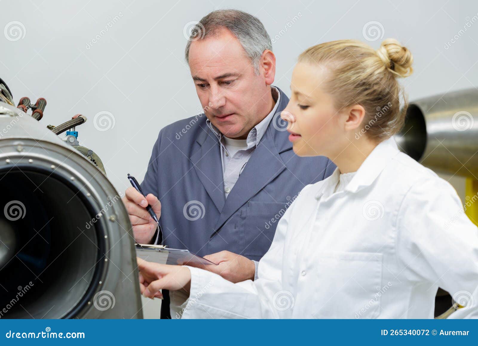 Airplane Service Crew Repairing Plane in Hangar Stock Photo - Image of ...