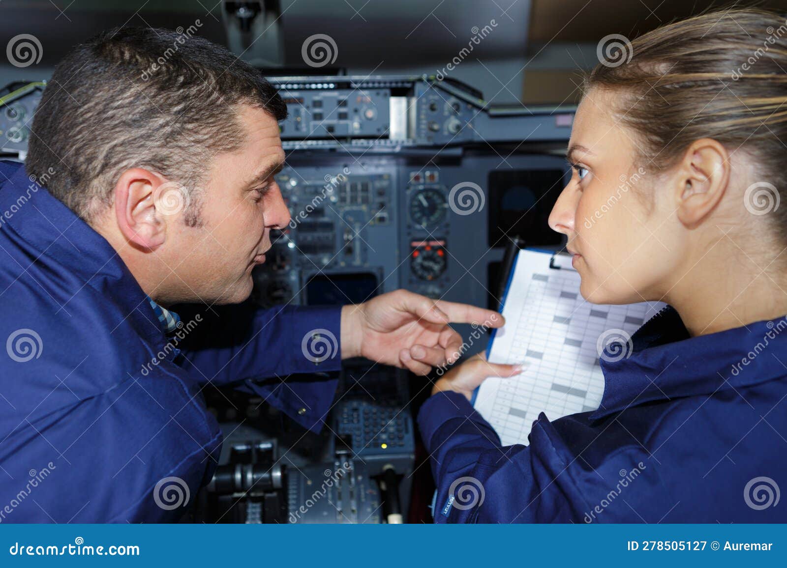 Airplane Service Crew Repairing Plane in Hangar Stock Image - Image of ...