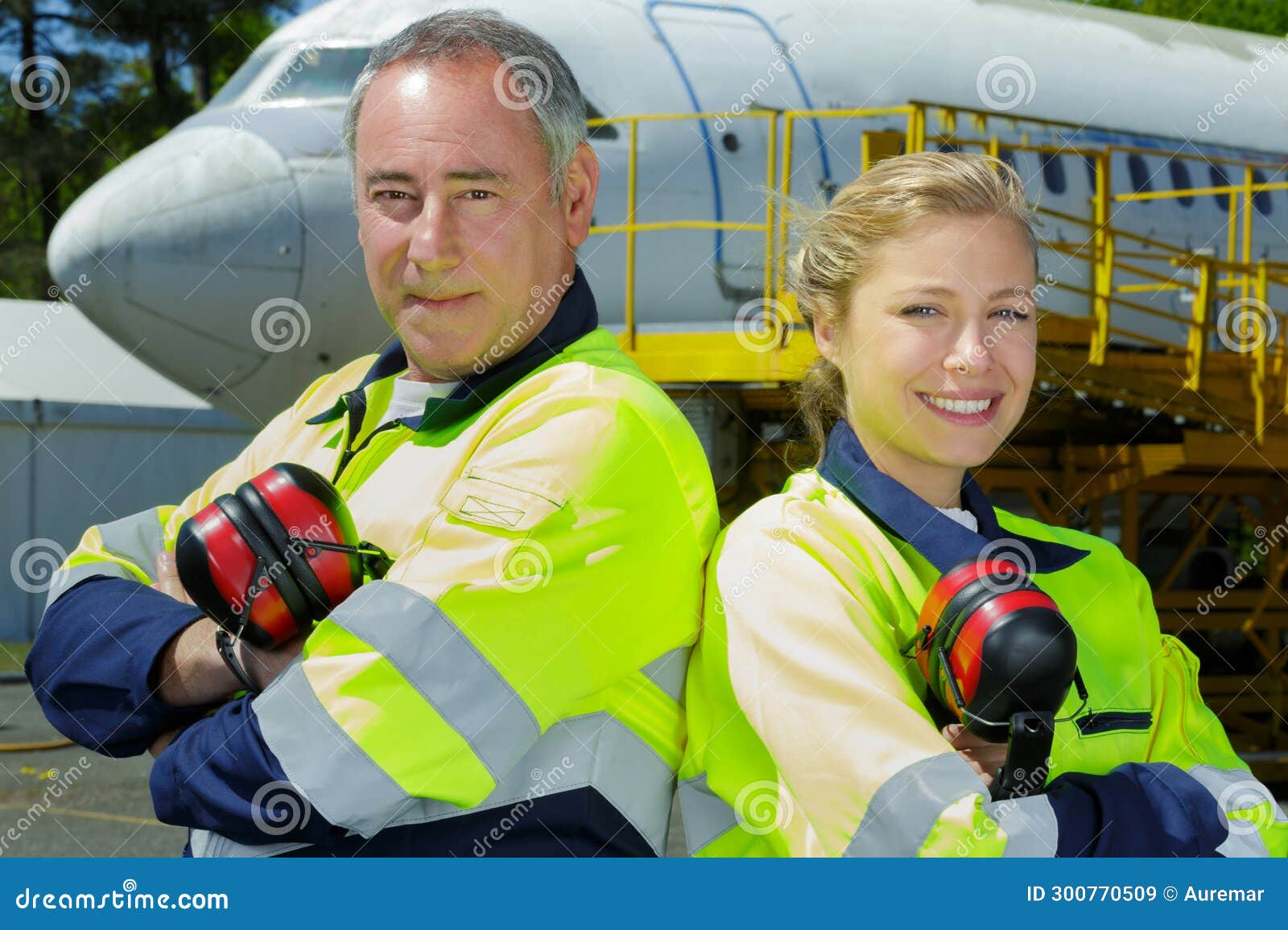 Airplane Service Crew Repairing Plane in Hangar Stock Image - Image of ...