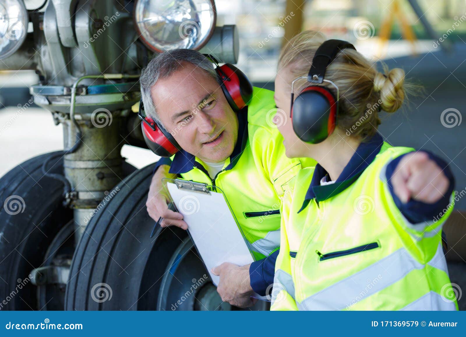 Airplane Service Crew Talking Outside Stock Image - Image of flight ...