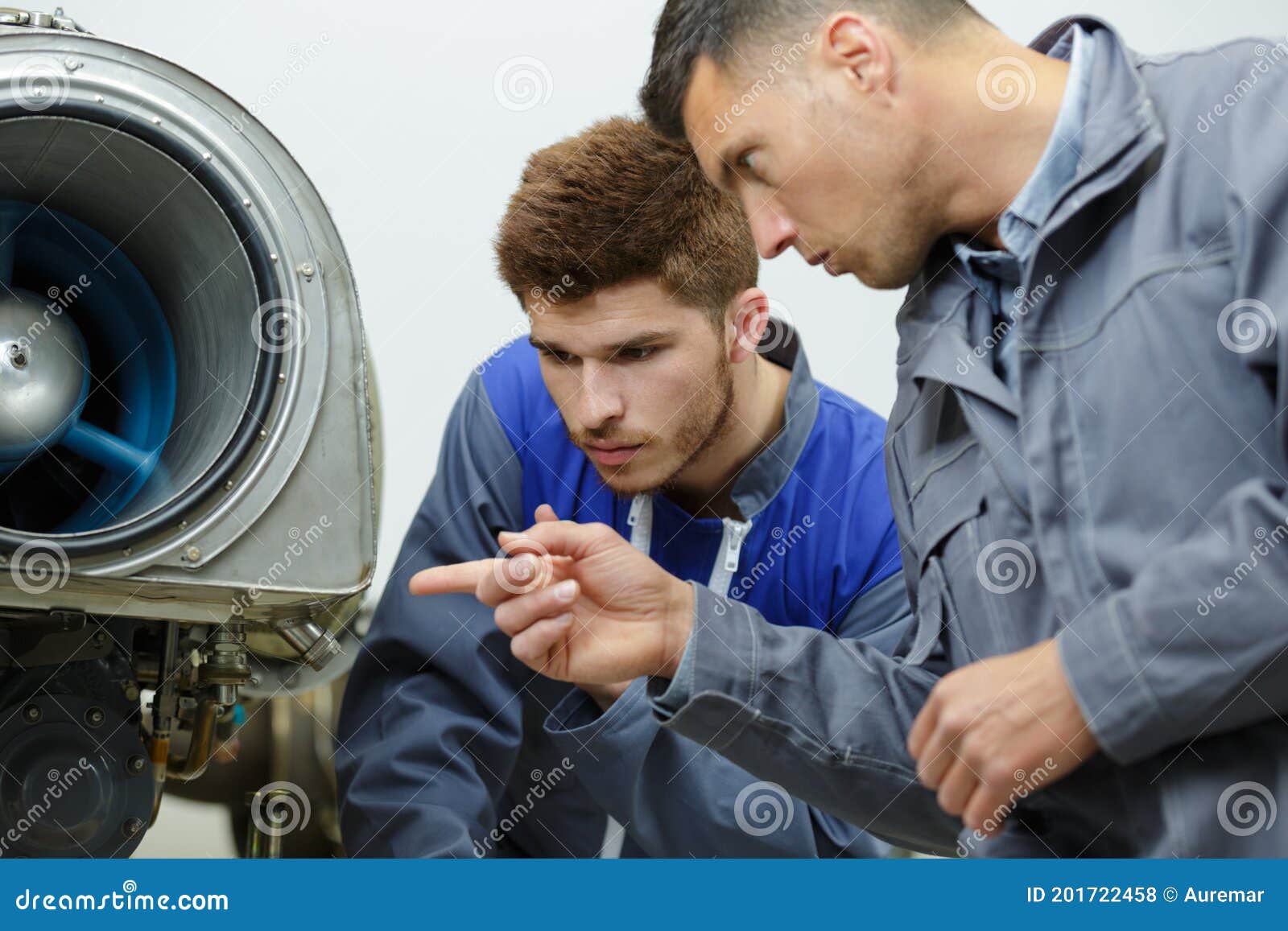 Airplane Service Team Repairing Plane in Hangar Stock Photo - Image of ...